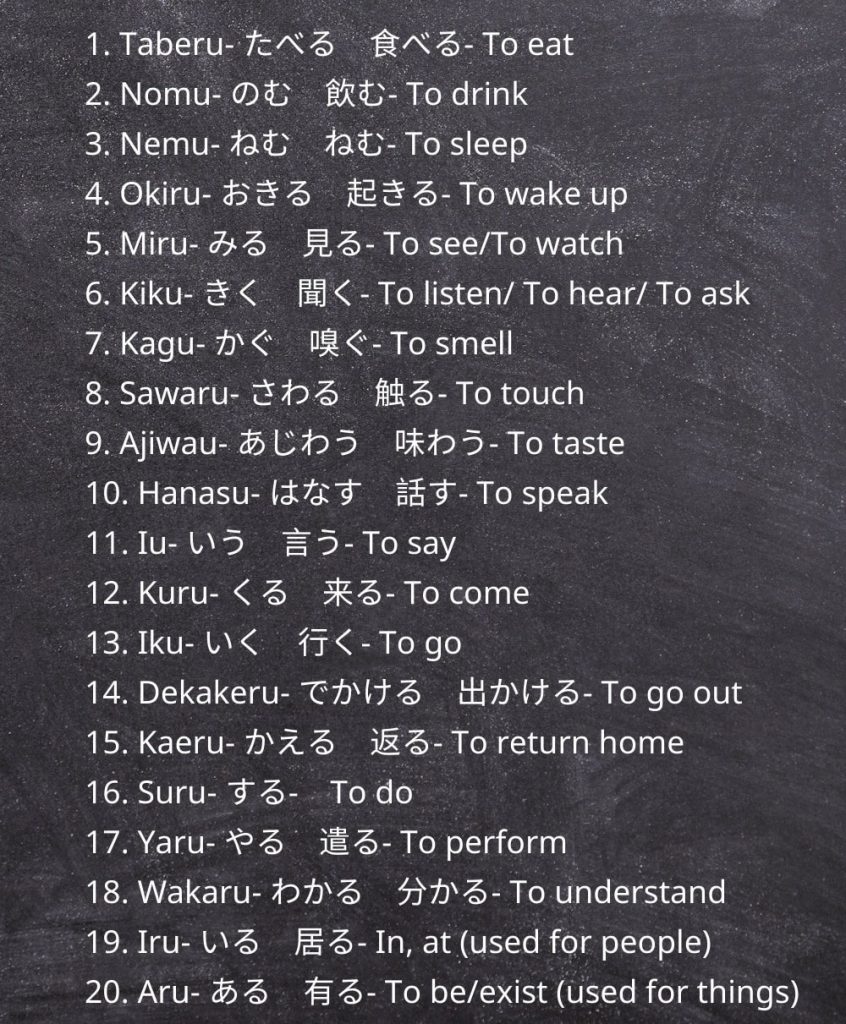 100 Japanese Verbs You Should Know