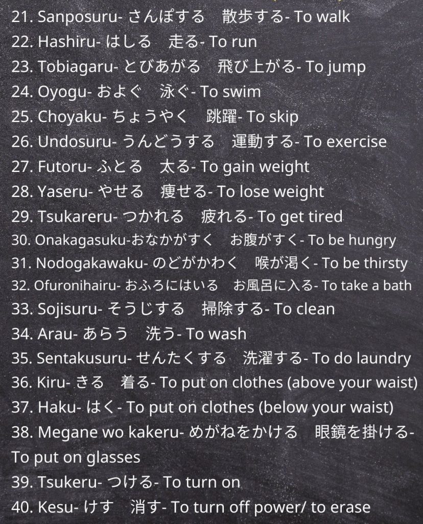 100 Japanese Verbs You Should Know