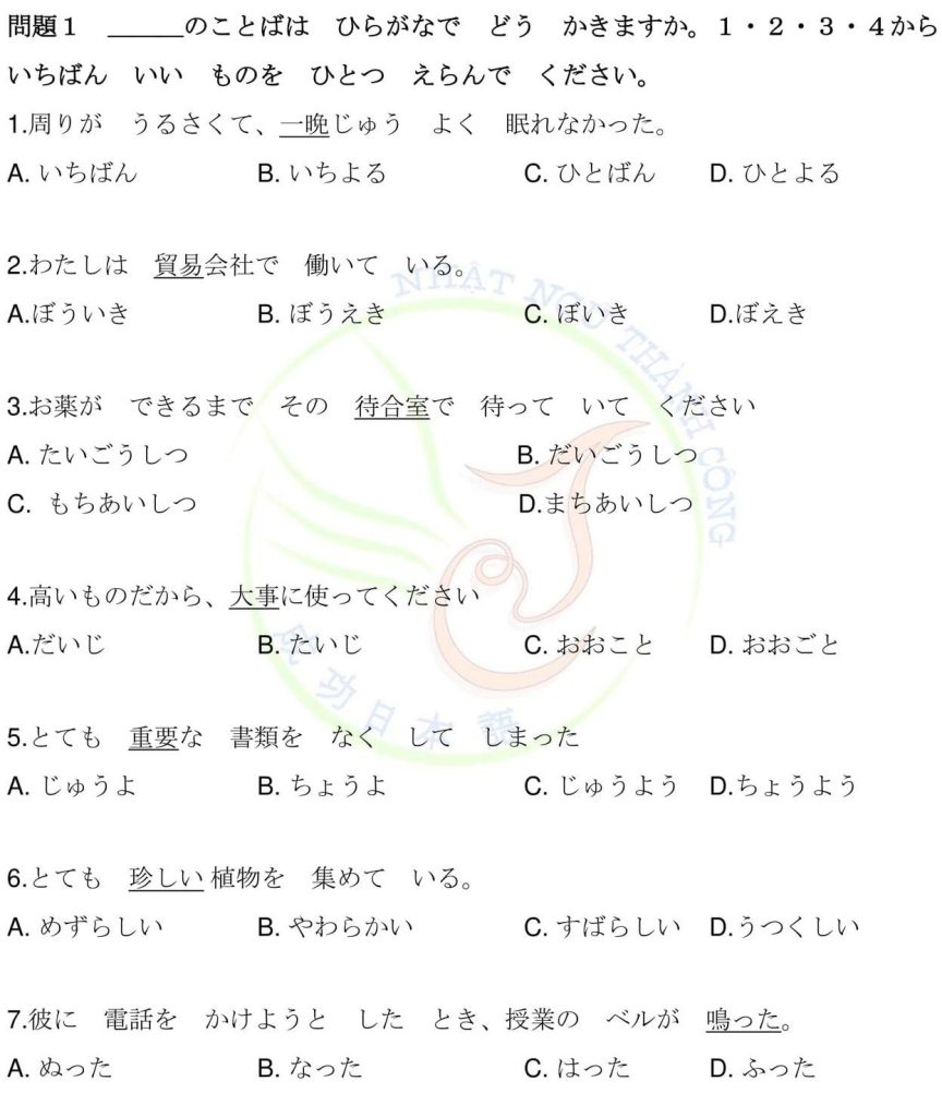 JLPT N4 Kanji Practice: Test 1