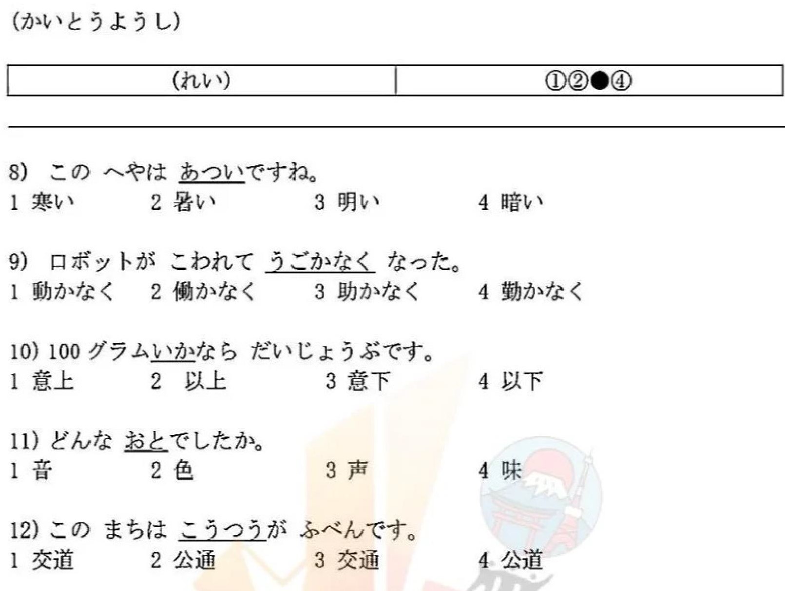 JLPT N4 Kanji Practice: Test 3