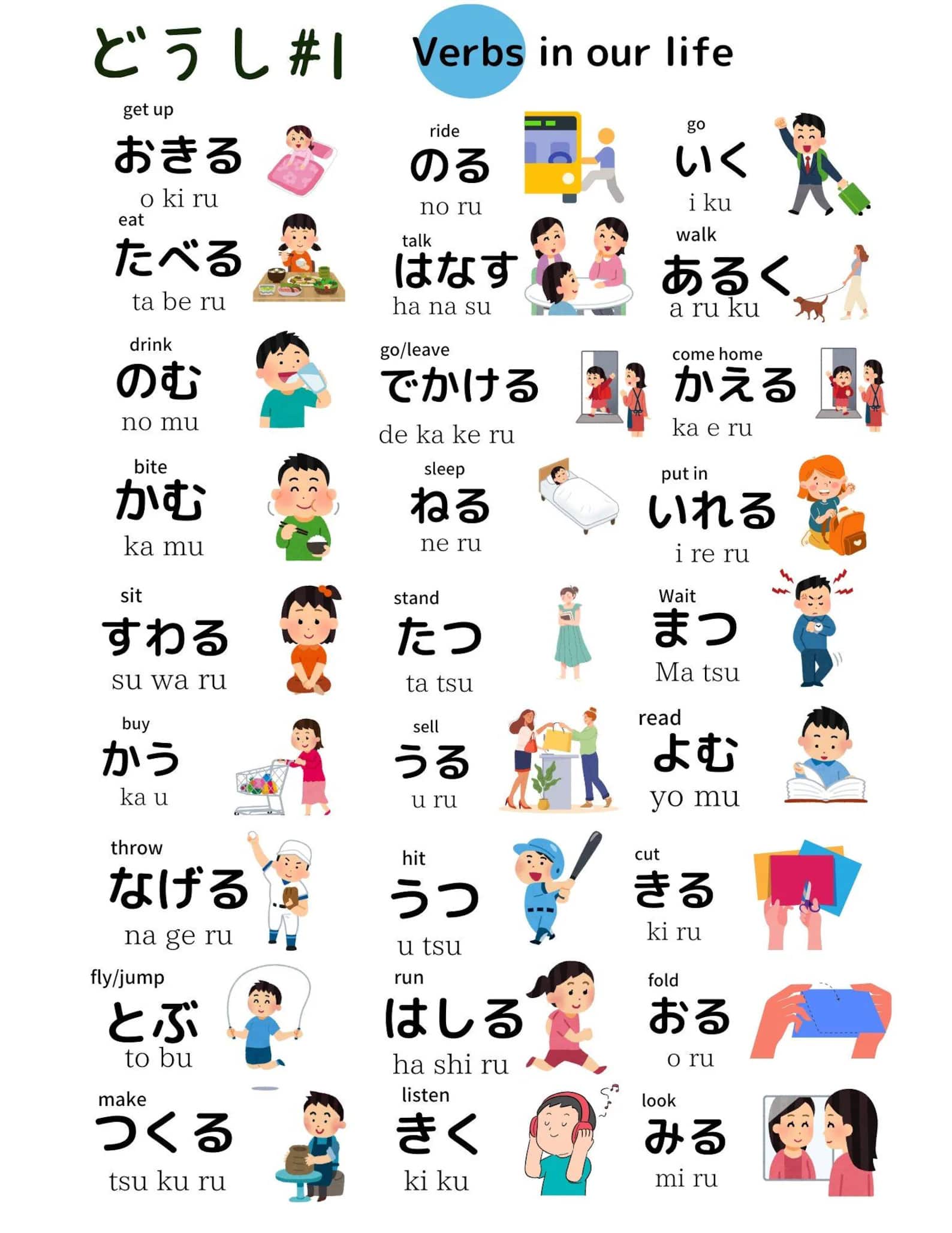 Basic Japanese Verbs daily use