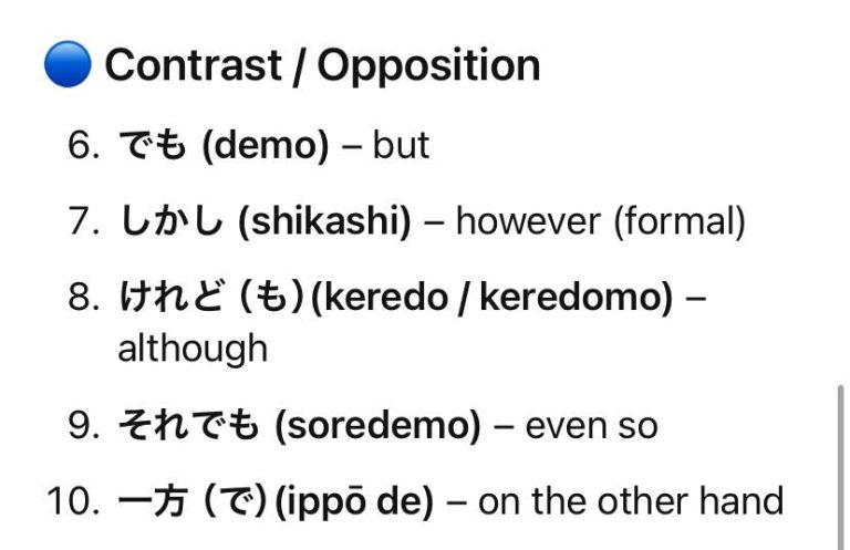 JLPT N3 Conjunctions List