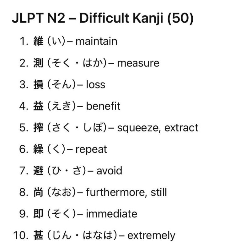 JLPT N2 - Difficult Kanji